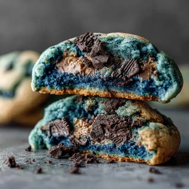 Big Blue Monster Stuffed Cookies - Flavor Smile