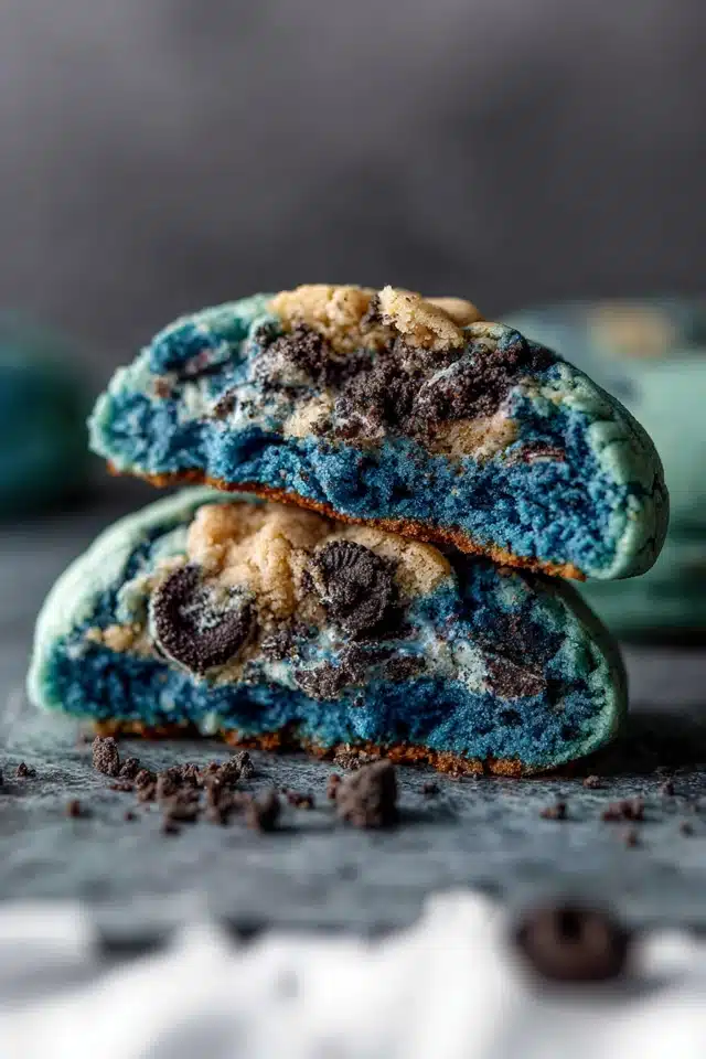 Big Blue Monster Stuffed Cookies - Flavor Smile