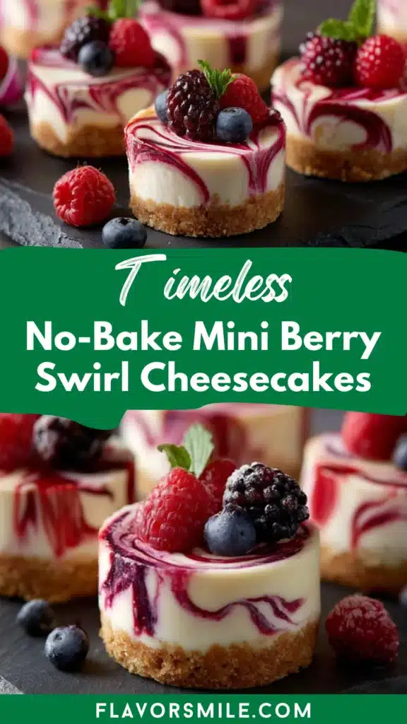 No-Bake Mini Berry Swirl Cheesecakes - Flavor Smile