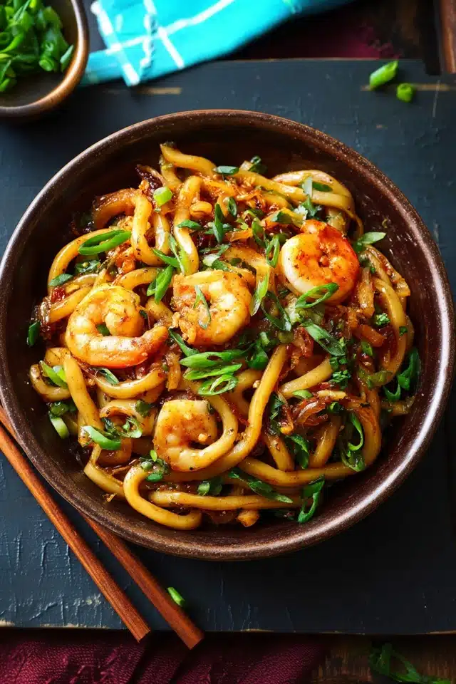 Yaki Udon with Shrimps - Flavor Smile