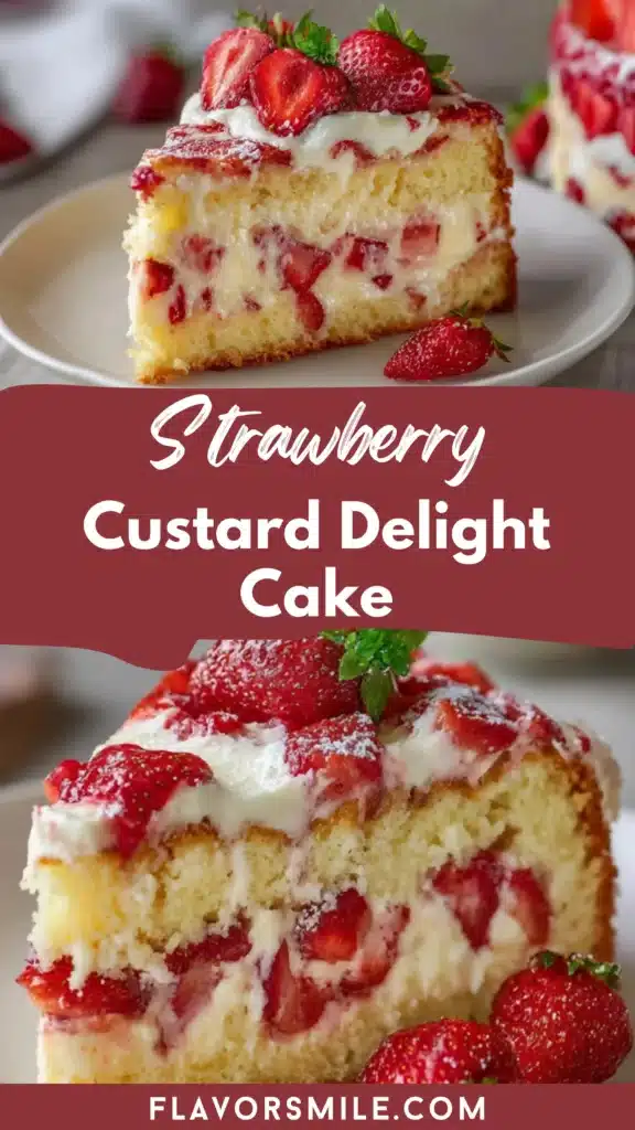 Strawberry Custard Delight Cake - Flavor Smile