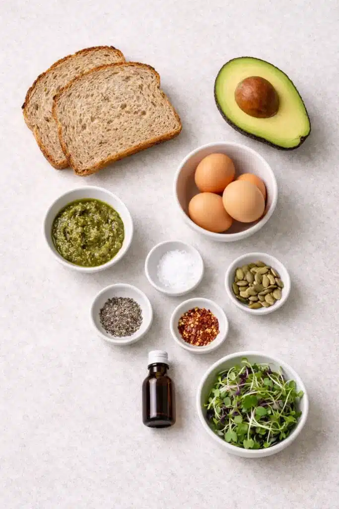 Jammy Egg Avocado Pesto Toast - Flavor Smile