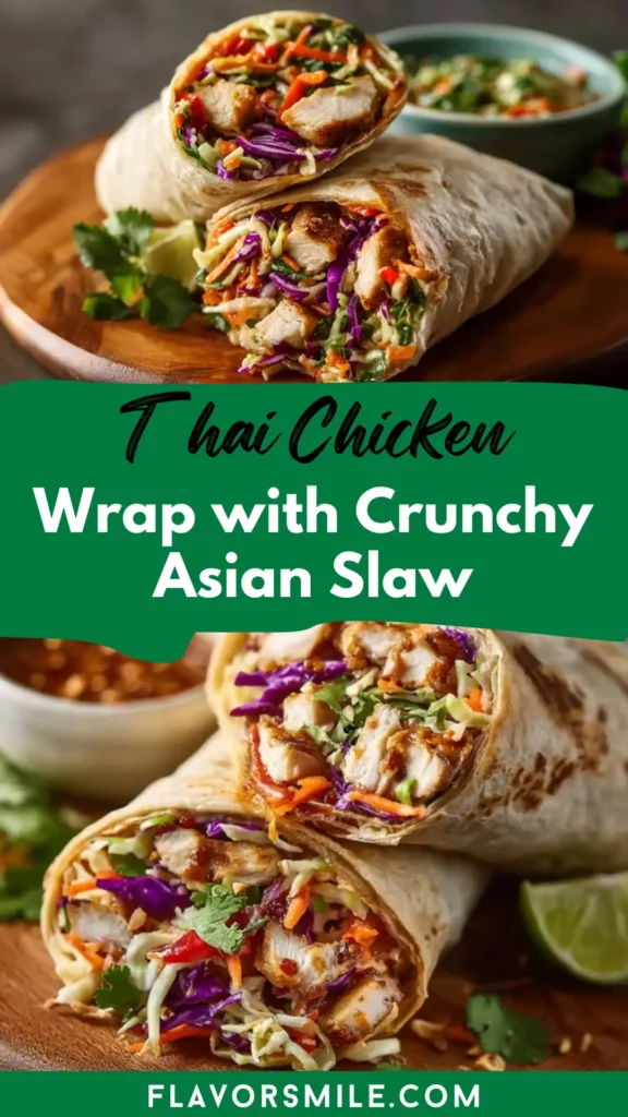 Thai Chicken Wrap with Crunchy Asian Slaw - Flavor Smile