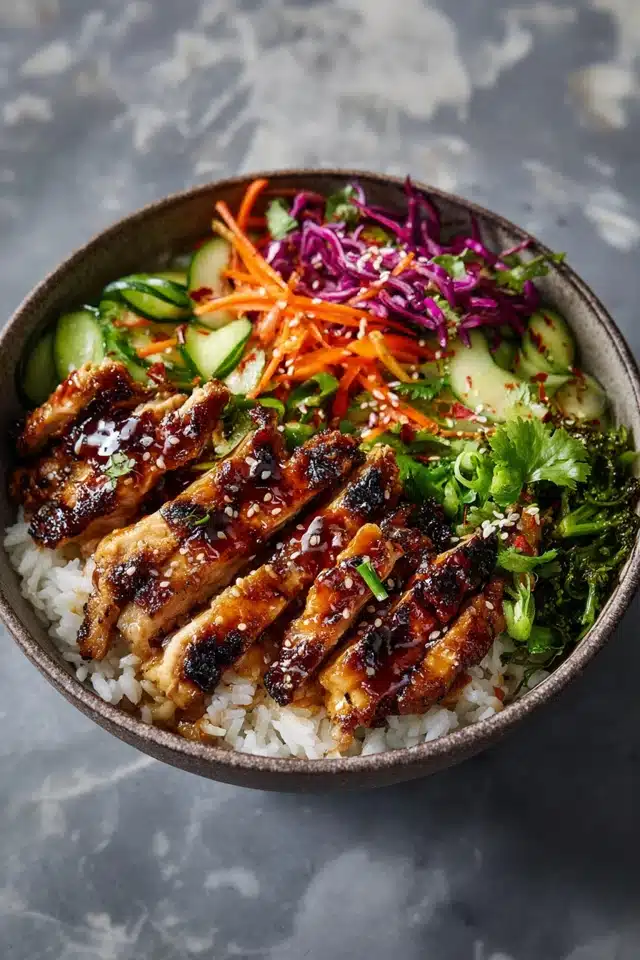 Sticky Chicken Bowls - Flavor Smile