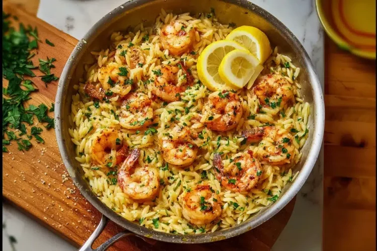 One Pot Lemon Pepper Shrimp and Orzo - Flavor Smile